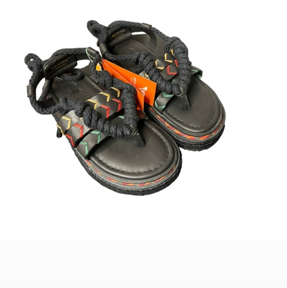 FARM Rio | Shoes | Farm Rio Black Rope Tie Flatform Sandal | Poshmark